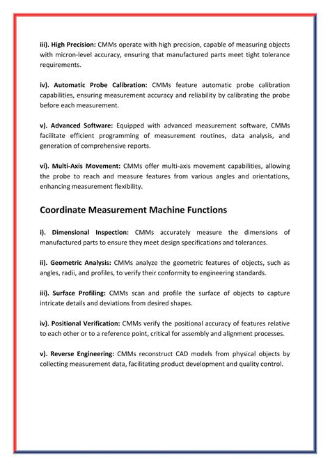 What Is Coordinate Measuring Machine Cmm Types Features Functions Pdf