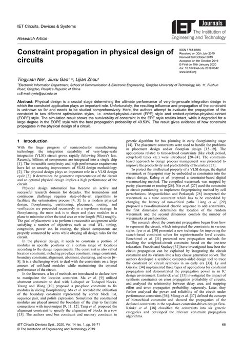 The Constraint Propagation In Physical Design Of Circuit Request Pdf