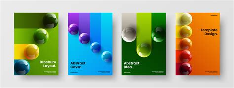 생생한 3d 공 팜플렛 템플릿 구성 격리된 연간 보고서 A4 벡터 디자인 레이아웃 세트입니다 A4 용지에 대한 스톡 벡터 아트 및 기타 이미지 Istock