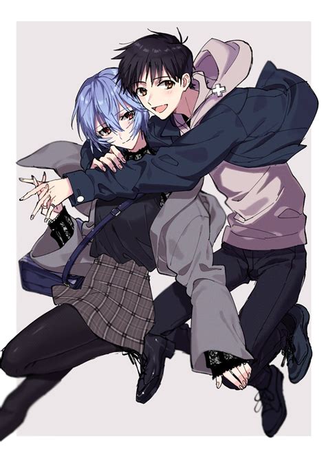 Ayanami Rei And Ikari Shinji Neon Genesis Evangelion Drawn By Yoshio Danbooru