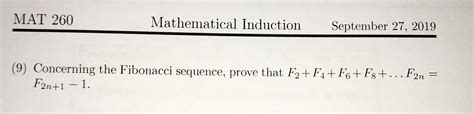 Solved Mat 260 Mathematical Induction September 27 2019 9