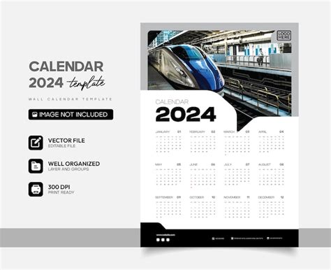 사업에 대한 2024 달력 템플릿 프리미엄 벡터