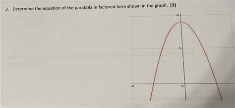 [solved] Determine The Equation Of The Parabola In Factored