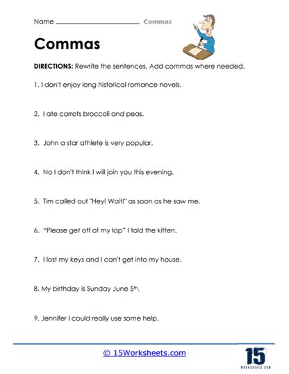 Commas Worksheets 15 Worksheets Library