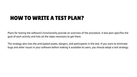 How To Write A Test Plan Pdf
