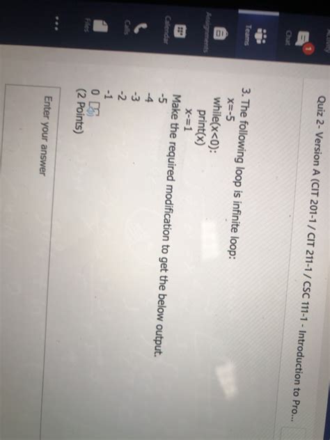 Solved Quiz 2 Version A Cit 201 1 Cit 211 1 Csc 111 1