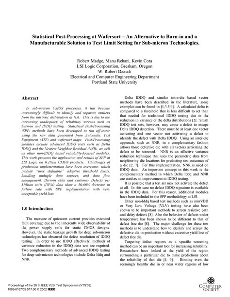 Pdf Statistical Post Processing At Wafersort An Alternative To Burn