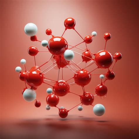 Generated Illustration Of Science Molecular Structure With Atom Molecule Medical Red Background