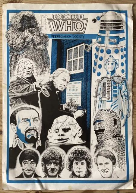 Vintage Doctor Who Appreciation Society Poster Signed By Ainley Jnt