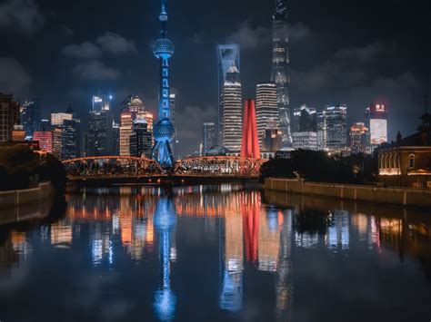 Free Download Hd Png Night City Buildings River Lights Reflection 4k
