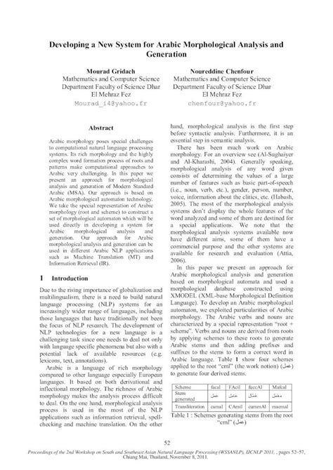 Pdf Developing A New System For Arabic Morphological Analysis €¦ · Xmodel Xml Base