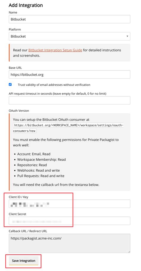 Bitbucket Integration Setup Private Packagist Self Hosted Private