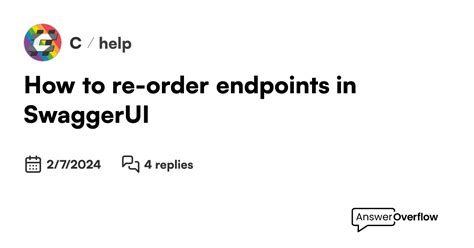 How To Re Order Endpoints In Swaggerui C