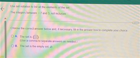 Solved Use Set Notation To List All The Elements Of The