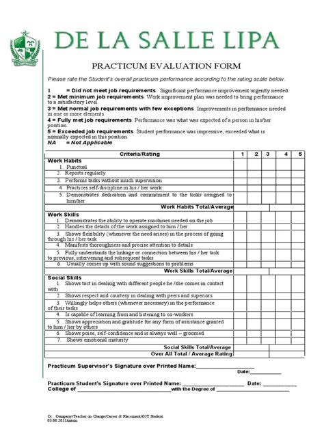 Ojt Evaluation Form 2012 Download Free Pdf Cognitive Psychology