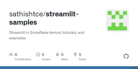Github Sathishtcestreamlit Samples Streamlit In Snowflake Demos Tutorials And Examples