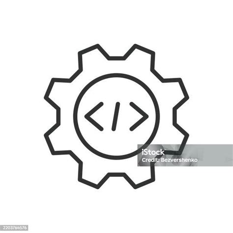 Programming Icon In Line Design Programming Code Developer Software