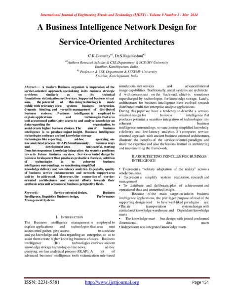 Pdf A Business Intelligence Network Design For Service Oriented Architectures