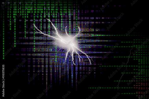 Binary Lightning Burst This Image Consists Of Binary Code And Matrix