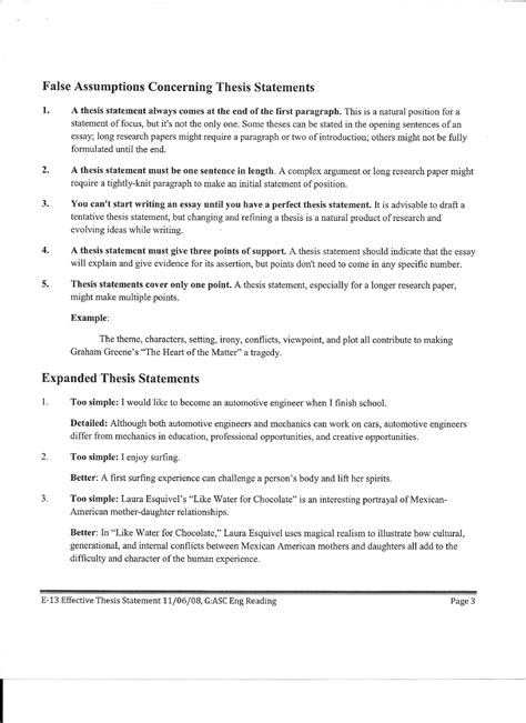 False Assumptions Concerning Thesis Statements A Thesis Statement Always Comes At The End Of