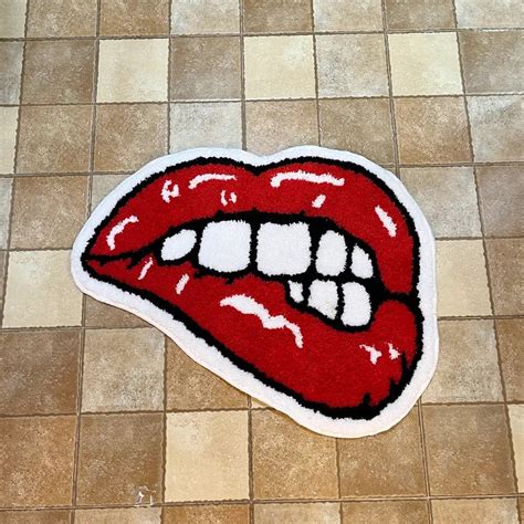 Carpet × Custom × Handmade Red Lips Tufted Rug Grailed