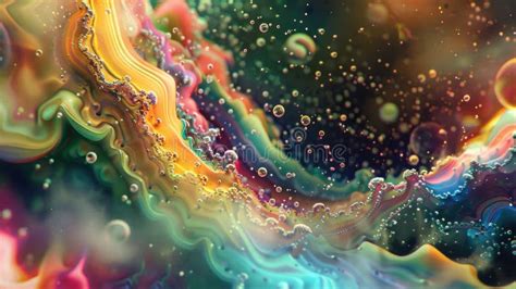 A Cascade Of Vividly Colored Particles Forming Intricate Structures Stock Illustration