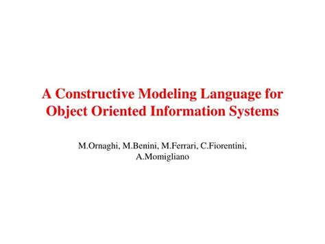 Ppt A Constructive Modeling Language For Object Oriented Information Systems Powerpoint