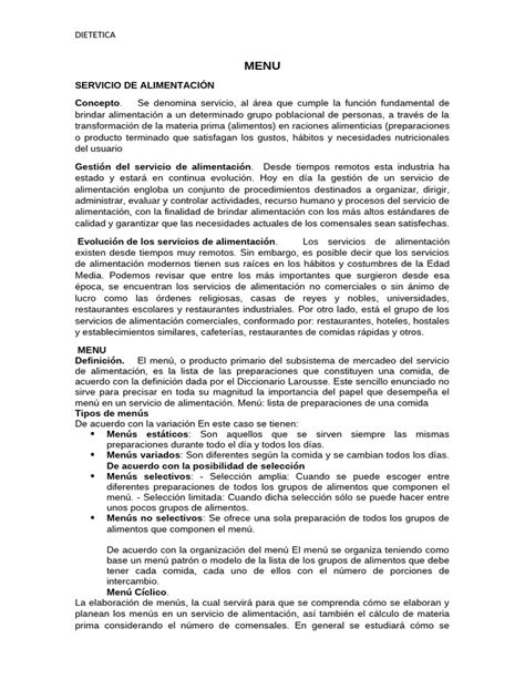 Menu Ciclico Pdf Alimentos Planificación