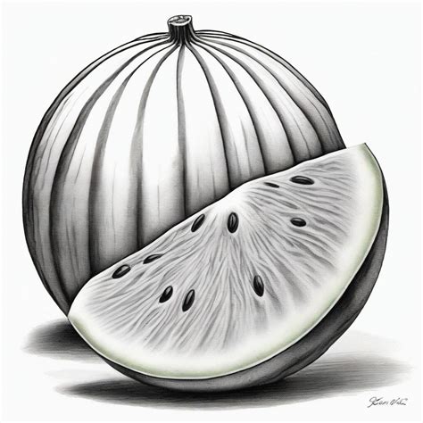 Realistic Watermelon Pencil Drawing