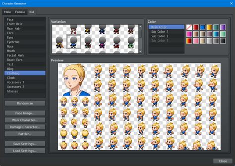request soccer generator clothes body parts for rpg maker mv rpg