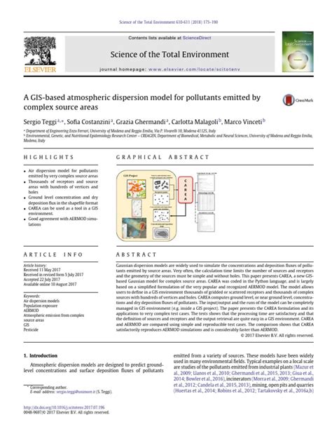 A Gis Based Atmospheric Dispersion Model For Polluta 2018 Science Of The Tot Pdf Geographic
