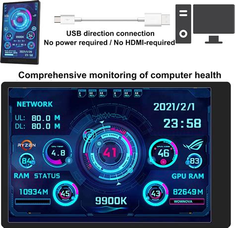 English Version Computer Temp Monitor PC Sensor Panel Display PC Temperature Dis Monitors