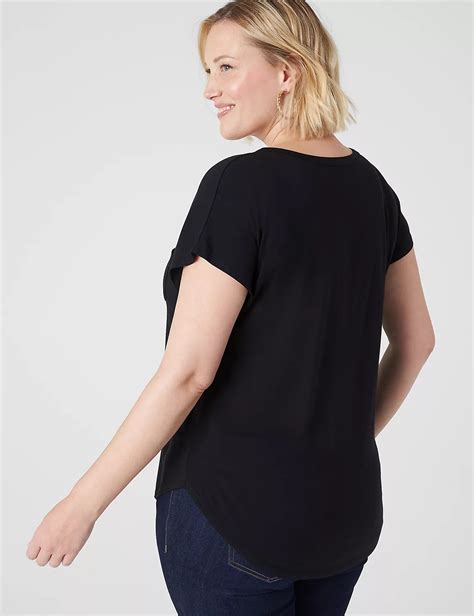 Short Sleeve V Neck Pocket Tee Lanebryant