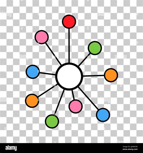 Hub Flat Network Icon Connect Structure Vector Symbol Isolated Background Technology System