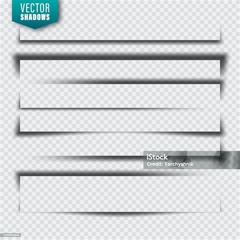 벡터 그림자가 설정됩니다 투명 한 배경에 페이지 구분 사실적인 격리 된 그림자 벡터 일러스트레이션 3차원 형태에 대한 스톡 벡터 아트 및 기타 이미지 Istock