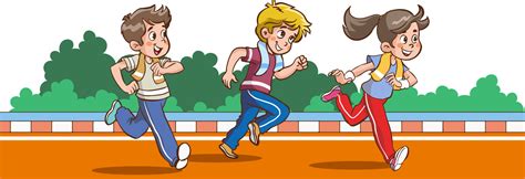 Niños Corriendo Ilustración De Vector De Dibujos Animados De Carrera