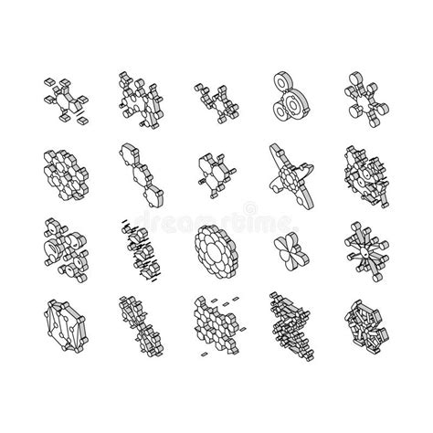 Molecular Science Chemistry Atom Isometric Icons Set Vector Stock Vector Illustration Of