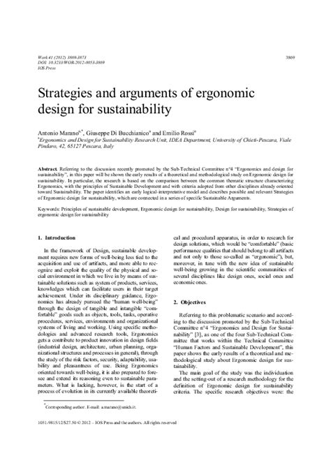 Pdf Strategies And Arguments Of Ergonomic Design For Sustainability Giuseppe Di Bucchianico