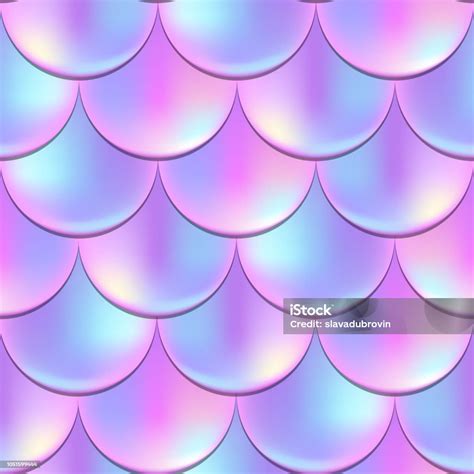 인 어 물고기 홀로그램 효과와 원활한 패턴 확장 무지개 빛깔 인 벡터 배경입니다 파스텔 바이올렛 패턴 규모에 대한 스톡 벡터 아트 및 기타 이미지 Istock
