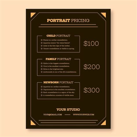 Free Vector Vintage Price List Template