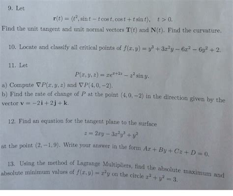 Solved Let R T T Sin T Tcost Cost Tsint T Chegg