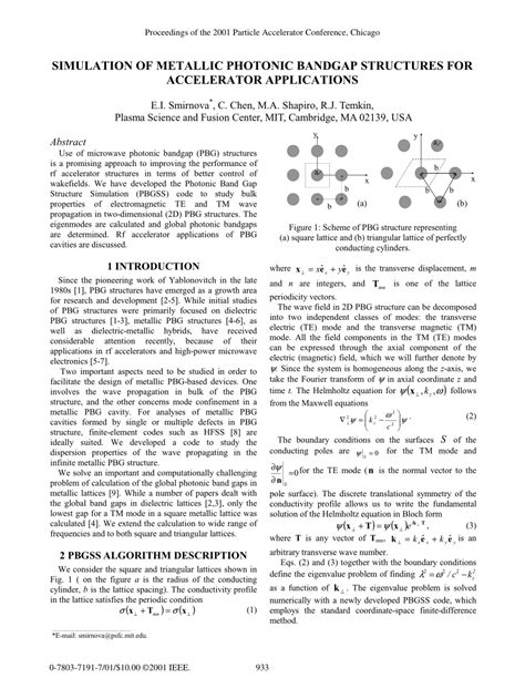 Pdf Simulation Of Metallic Photonic Bandgap Structures For Accelerator Applications