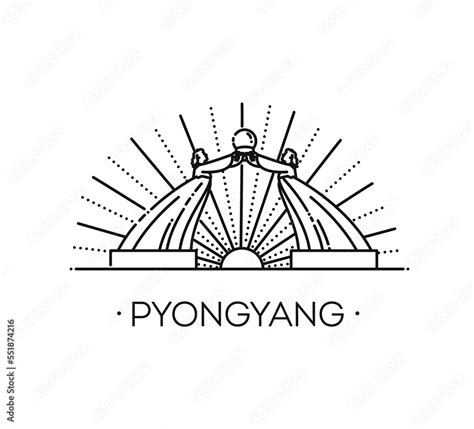 Pyongyang Architecture Line Skyline Illustration Linear Vector
