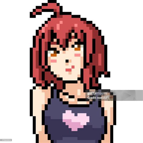 Vector Pixel Art Anime Girl Isolated Cartoon High Res Vector Graphic