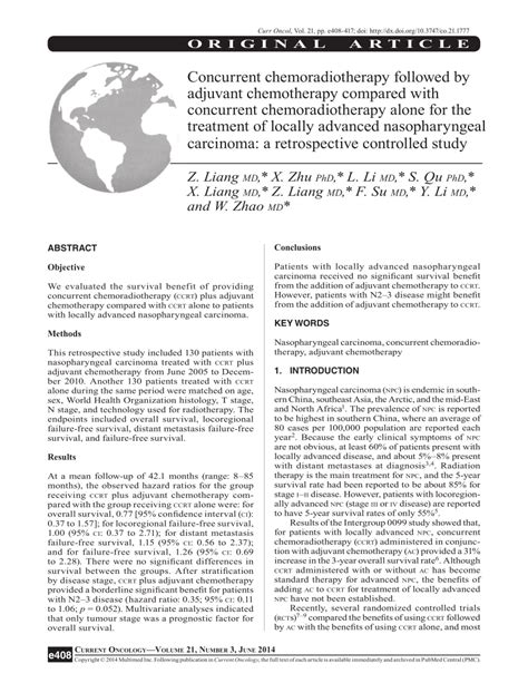Pdf Concurrent Chemoradiotherapy Followed By Adjuvant Chemotherapy