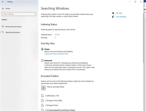 Configuration And Settings Windows Search Platform