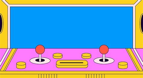 레트로 아케이드 기계 인터페이스 일러스트 배경 만화 손으로 그려진 프리미엄 벡터