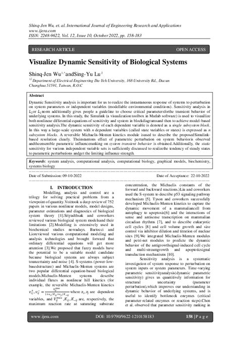 Pdf Visualize Dynamic Sensitivity Of Biological Systems