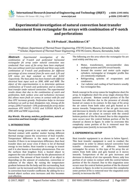 Experimental Investigation Of Natural Convection Heat Transfer