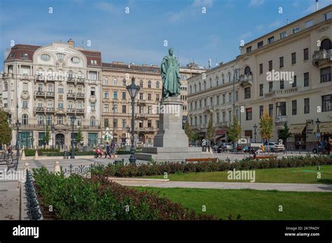 Jozsef Nador Square With Archduke Joseph Statue And Merkantil Bank